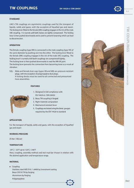 TW couplings EN 14420-6 / DIN 28450 - LMC-Couplings