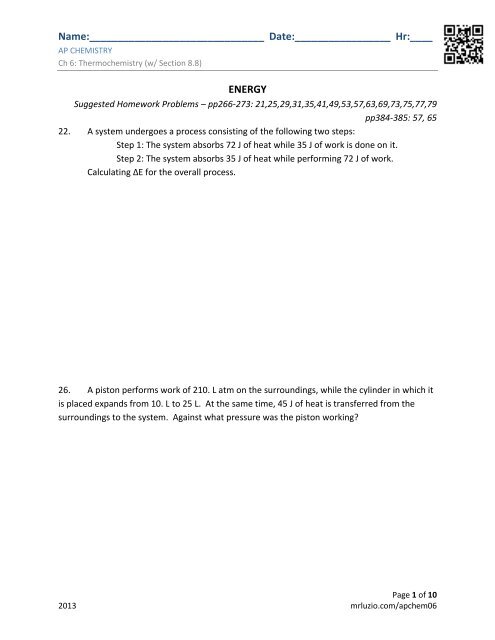 Ch 06 Practice Problems - AP Chemistry