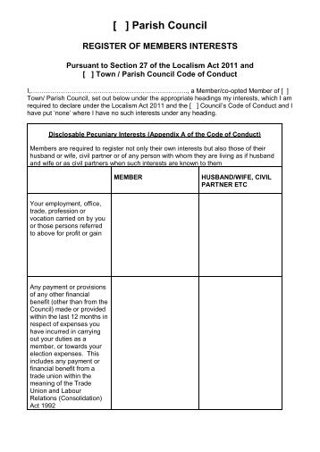 Register of Members' Financial Interests - St Minver Parish Councils
