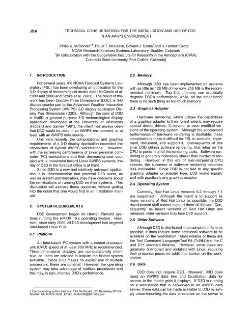 TECHNICAL CONSIDERATIONS FOR THE ... - LAPS - NOAA