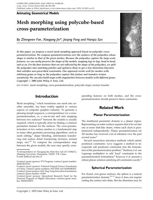 Mesh morphing using polycube-based cross-parameterization