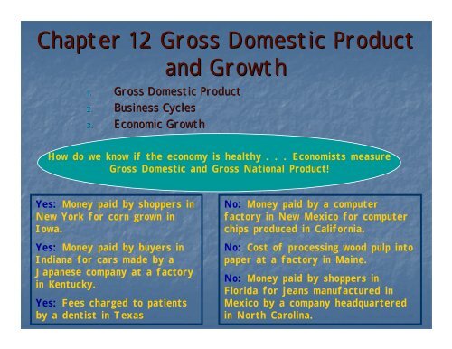 Gross Domestic Product and Economic Growth Power Point Notes