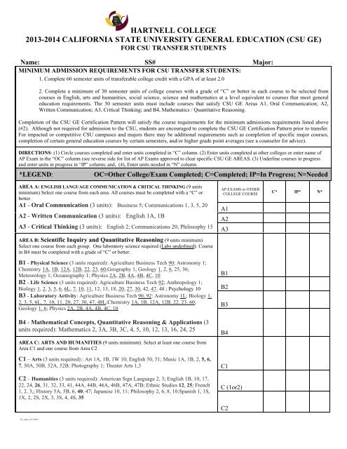 csu ge - Hartnell College
