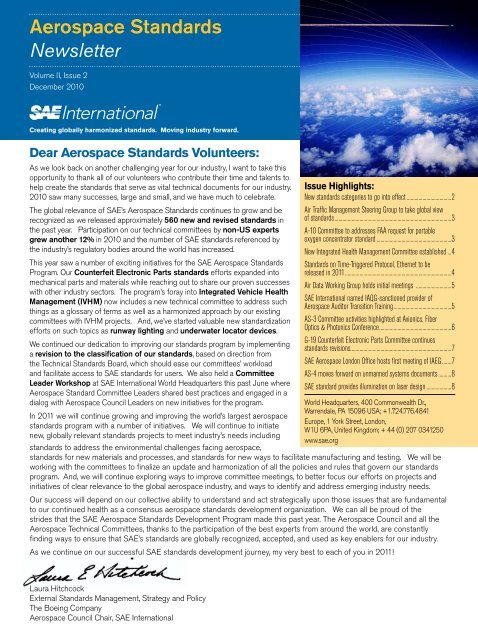 Aerospace Standards Newsletter - SAE