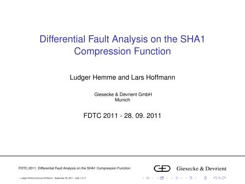 Differential Fault Analysis on the SHA1 Compression Function