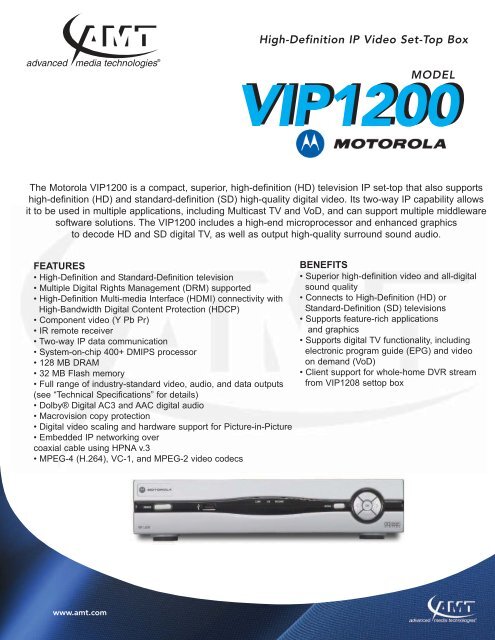Motorola VIP1200 - Advanced Media Technologies