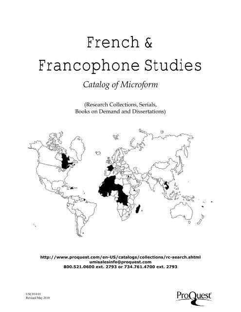 ProQuest - French Studies | Subject Catalog (PDF)