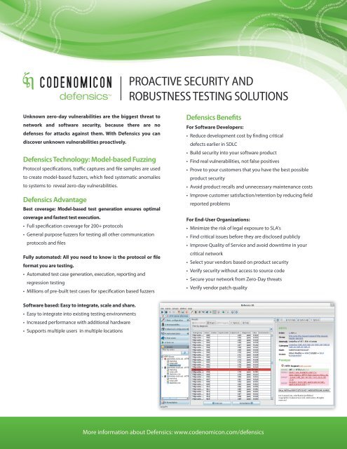 defensics brochure, 2-page version - Codenomicon