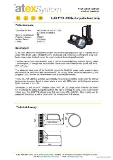 IL-80 ATEX LED Rechargeable hand lamp - Atex System
