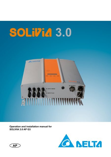 Operation and installation manual for SOLIVIA 3.0 ... - Solar Inverter