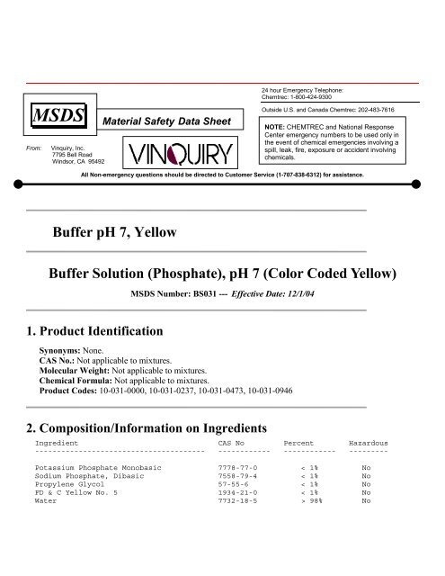 Buffer pH 7, Yellow Buffer Solution (Phosphate), pH 7 (Color Coded ...