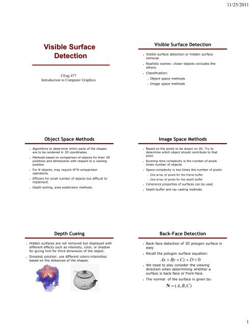 Visible Surface Detection - index.tr [METU Computer Engineering]