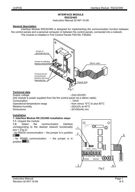 UniPOS Interface Module RS232/485 Instruction Manual Page 1 ...