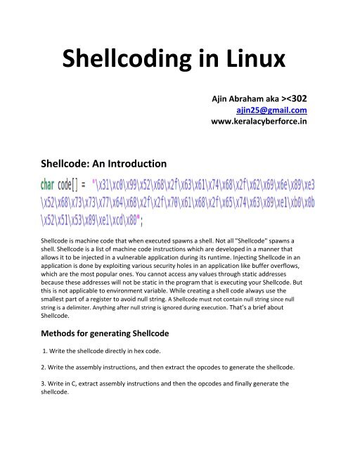 Shellcoding In Linux Intelligent Exploit