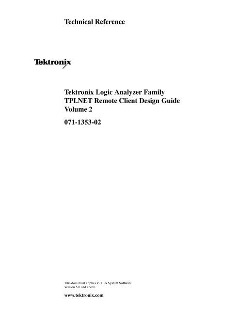 Tektronix Logic Analyzer Family TPI.NET Remote Client Design Guide ...