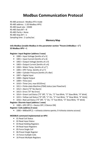 Modbus Communication Protocol