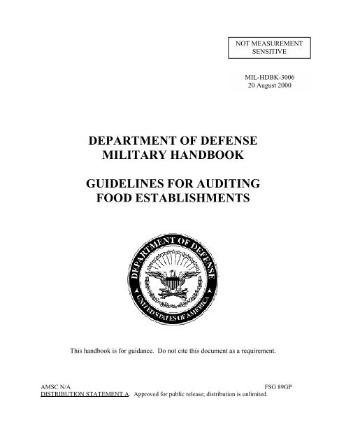 department of defense military handbook guidelines for auditing