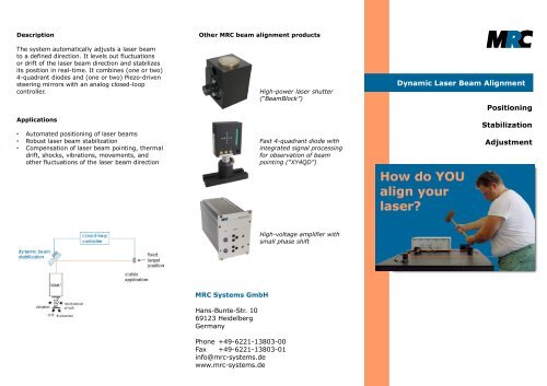 Dynamic laser beam stabilization - MRC Systems