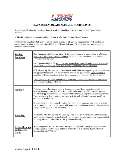 Data Operator Advancement Guidelines - US Figure Skating