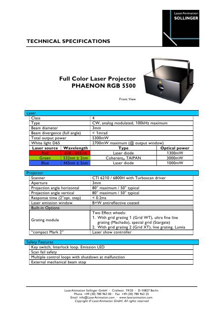 Full Color Laser Projector PHAENON RGB 5500 - LumaLaser