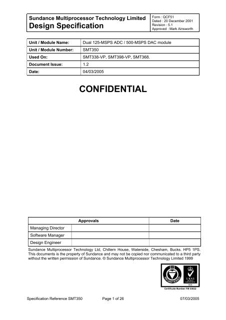 Technical Specification - Sundance DSP