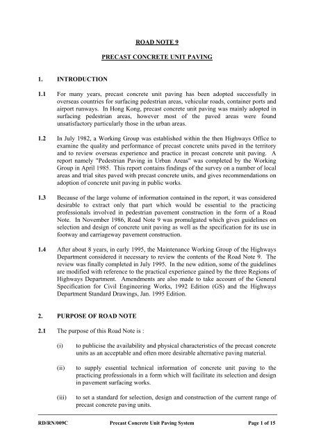 Road Note 9 - Precast Con