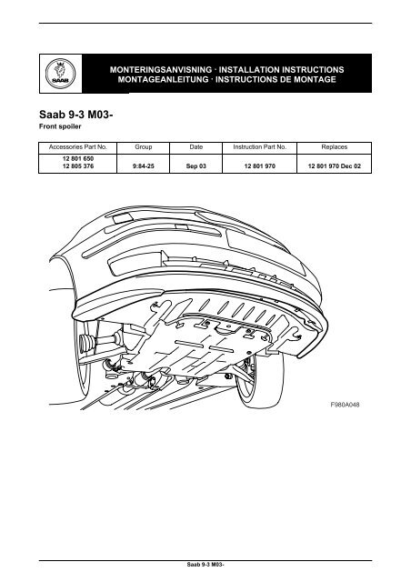 Saab 12801650 instructions in English - SaabDocs.com