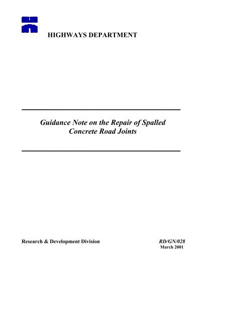 Guidance Note on the Repair of Spalled Concrete Road Joints