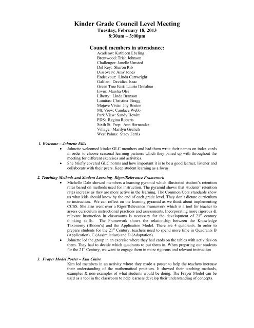 Kinder - VESD Curriculum