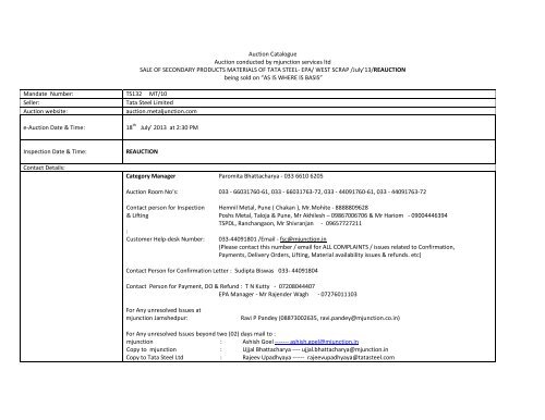 tata steel epa west scrap auction - Metaljunction