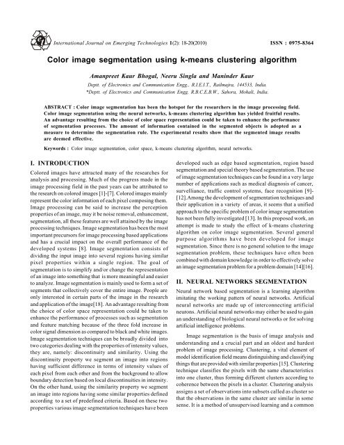 Color Image Segmentation Using K Means Clustering Algorithm