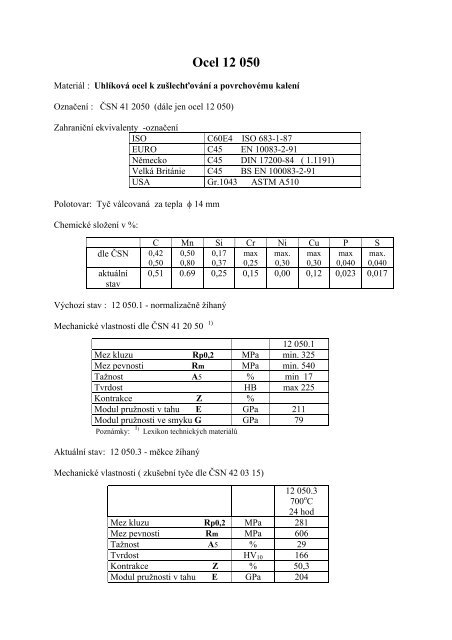 Ocel 12 050 - VUT UST