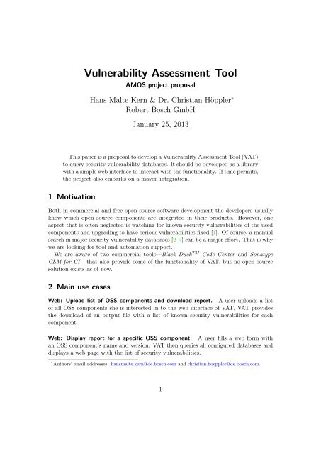 Vulnerability Assessment Tool