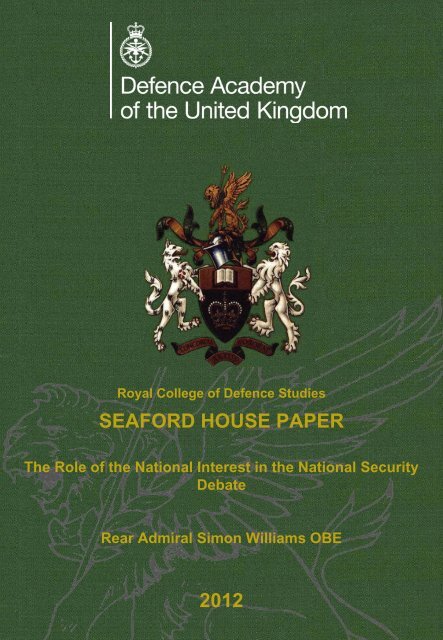 Role of National Interest in the National Security Debate - Defence ...