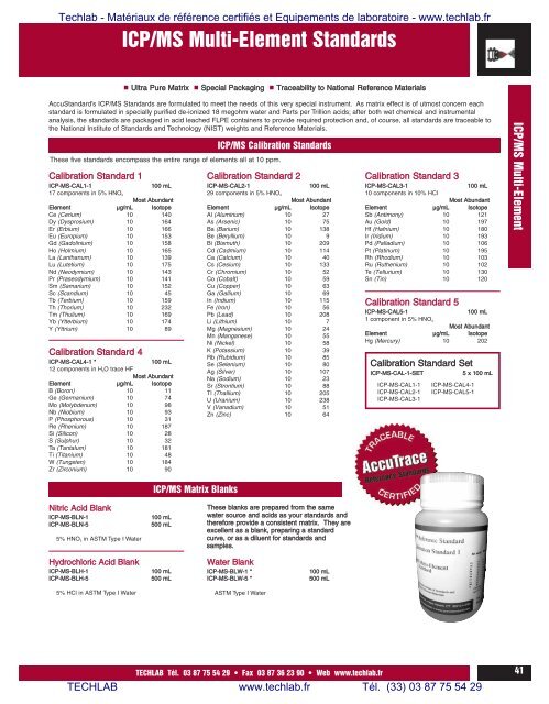 ICP/MS Multi-Element Standards - Techlab