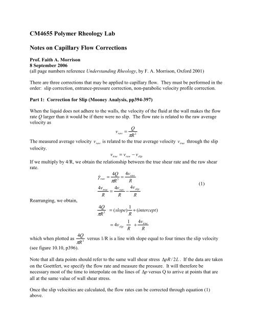 (Mooney, Bagley, Weissenberg-Rabinowitsch) in Capillary Flow