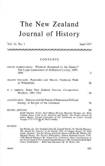 The New Zealand Journal of History