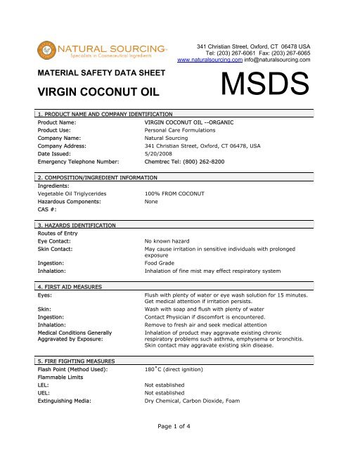 virgin coconut oil - Natural Sourcing, LLC