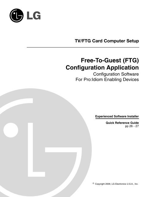 Free-To-Guest (FTG) Configuration Application - Commercial Display