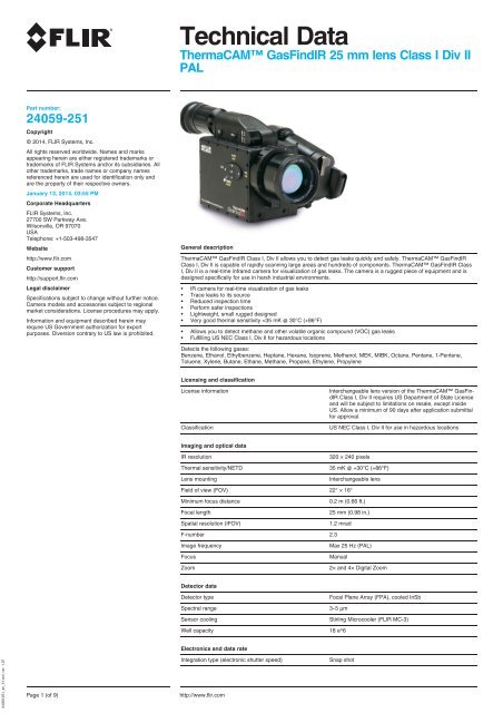 Technical Data - FLIR Customer Support Center - FLIR Systems