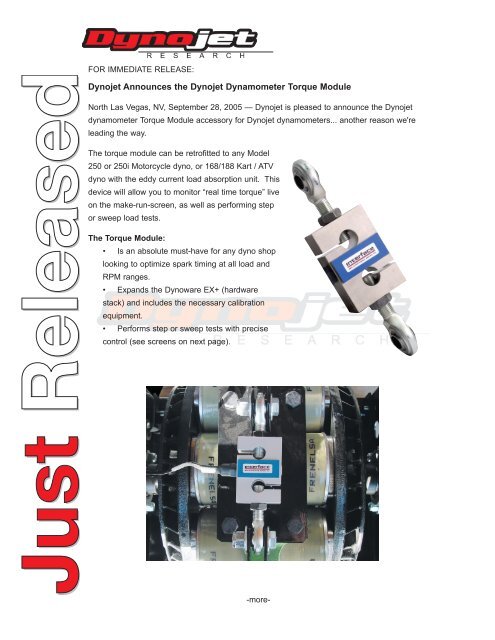 Dynojet Announces the Dynojet Dynamometer ... - Dynojet Research