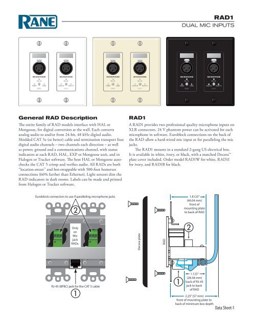 RAD1 Data Sheet - Rane