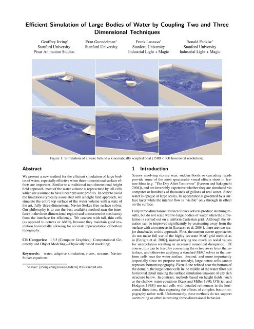 Efficient Simulation of Large Bodies of Water by Coupling Two and ...