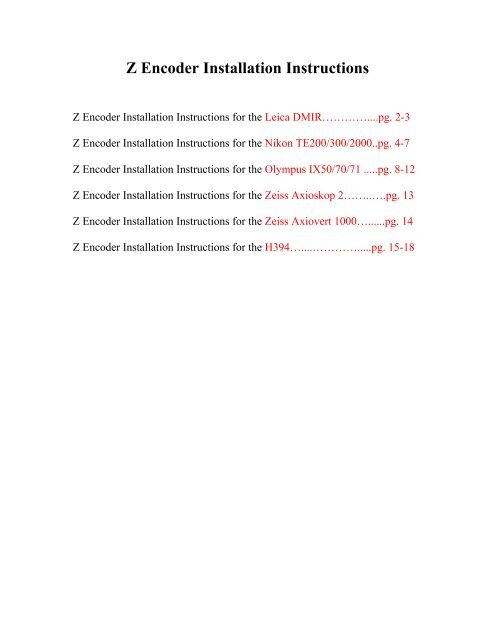 Z Encoder Installation Instructions - Prior Scientific, Inc.
