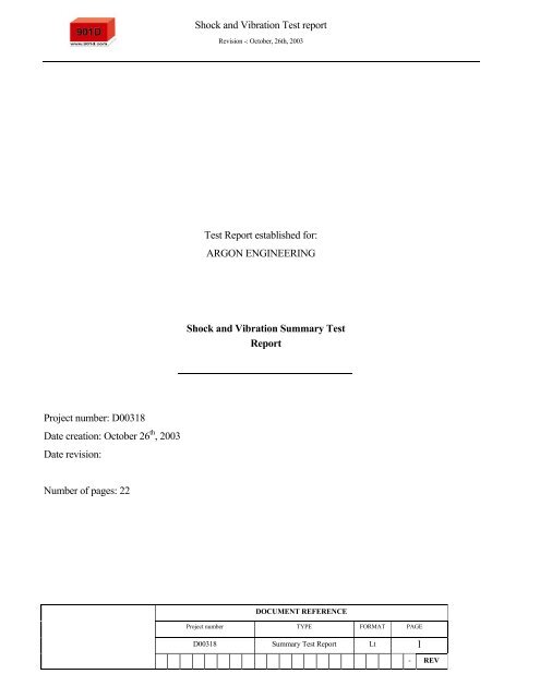 Shock and Vibration Test report 1 Test Report established for - Elma