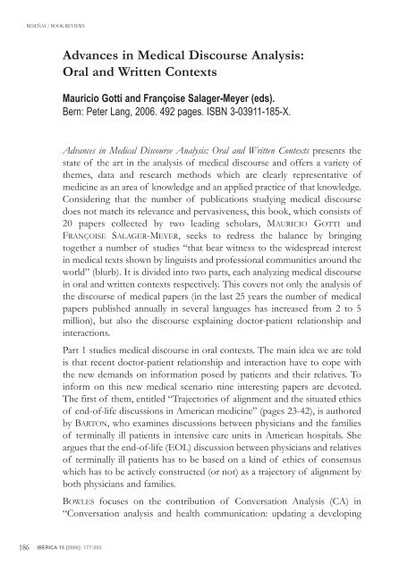 Advances in Medical Discourse Analysis - aelfe