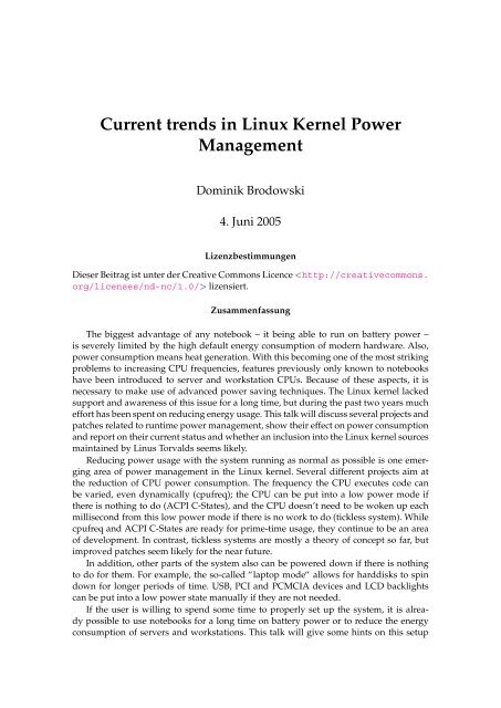 Current trends in Linux Kernel Power Management