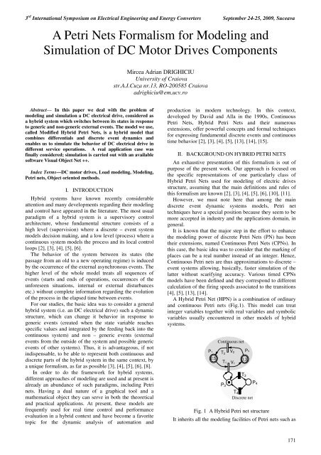 A Petri Nets Formalism for Modeling and Simulation of DC Motor ...