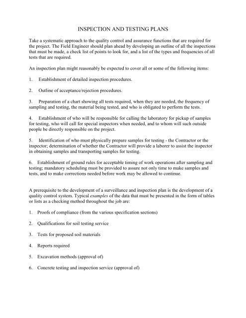 INSPECTION AND TESTING MANUAL