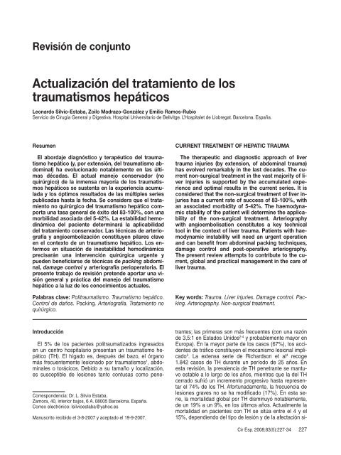 ActualizaciÃ³n del tratamiento de los traumatismos hepÃ¡ticos